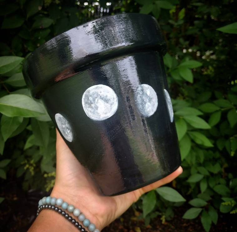Moon Phases Hand Painted Flower Pot - Etsy