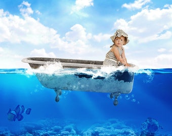 Digital Backdrop With Raft for Pirate and Adventurer Day - Etsy