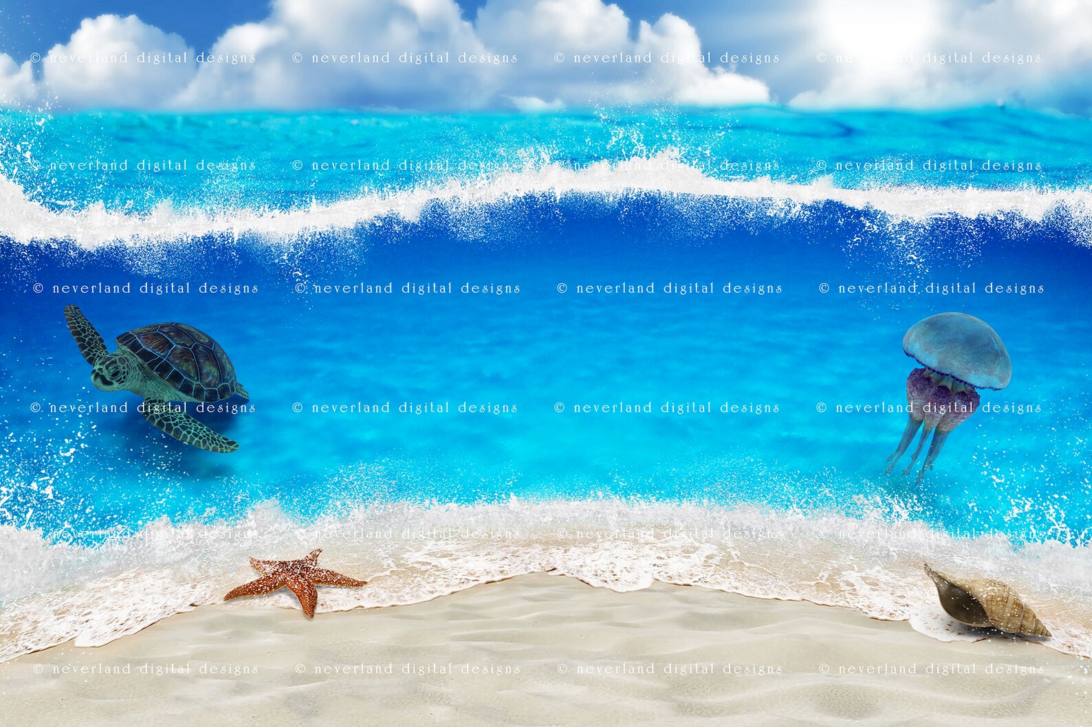 Ocean Digital Background / Magical Background for Photographers ...