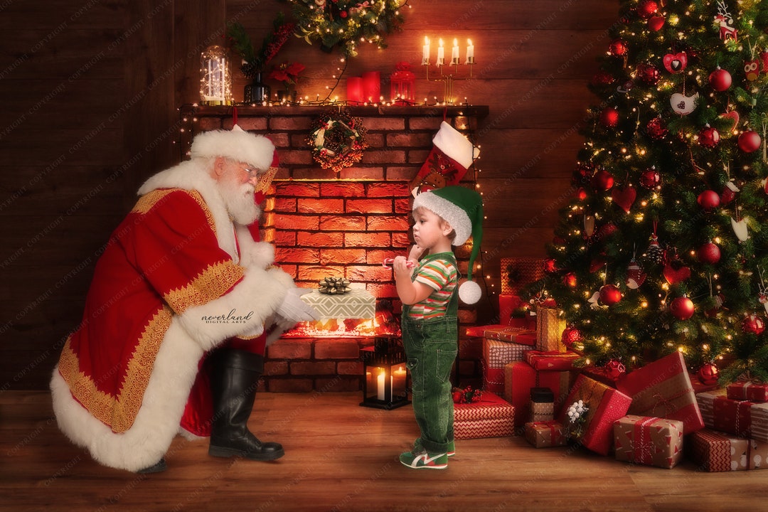 Santa Giving A Gift/ Digital Background for Photography / Composite ...