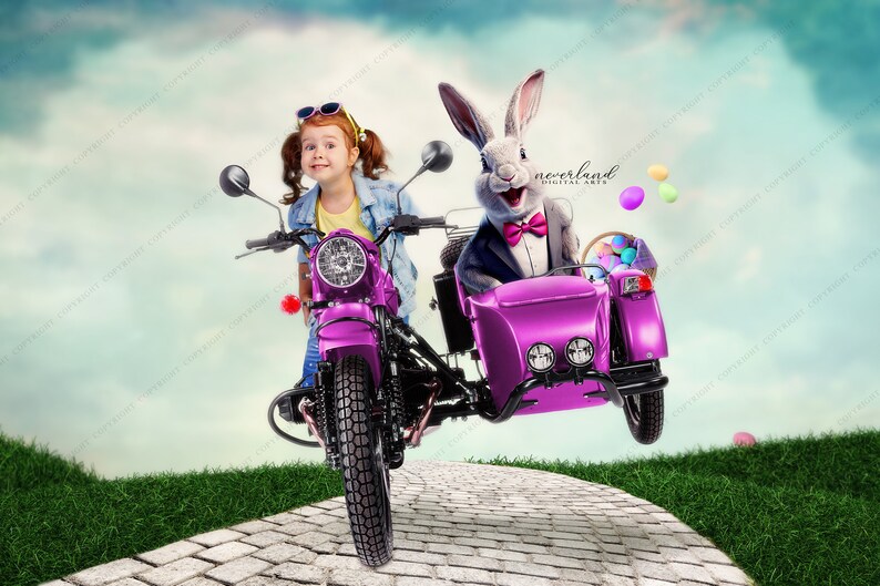 Easter Bunny Sidecar Digital Background for Photography Compositions ...
