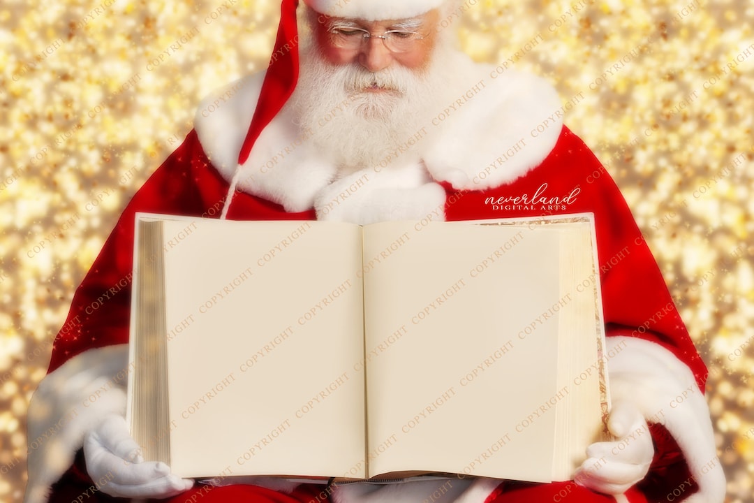 Santa Open Book / Christmas Background for Photographers / Composition ...