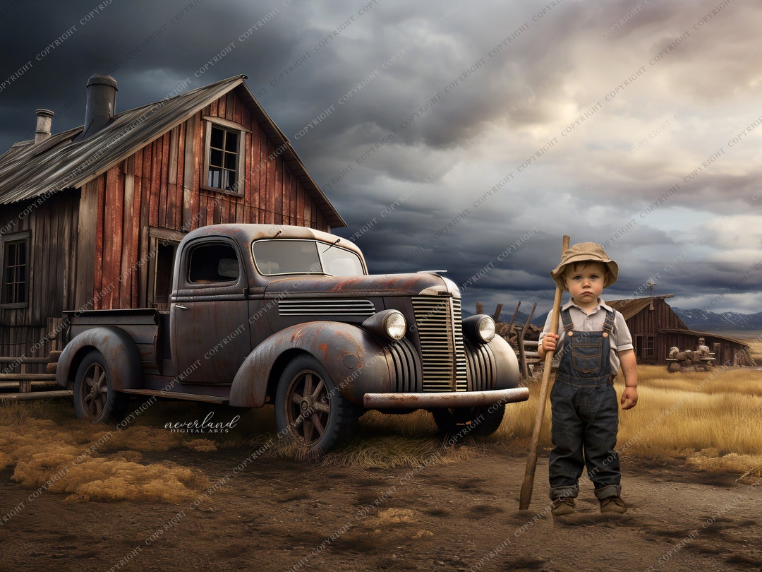 Old Farm Truck Digital Background / Digital Backdrops for Photographers ...