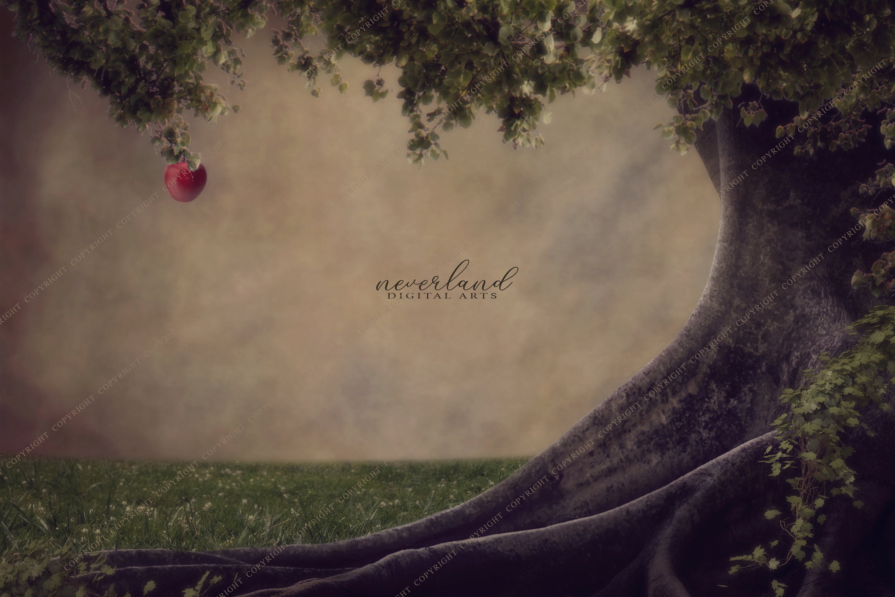 The Apple Tree Background / Digital Background for | Etsy