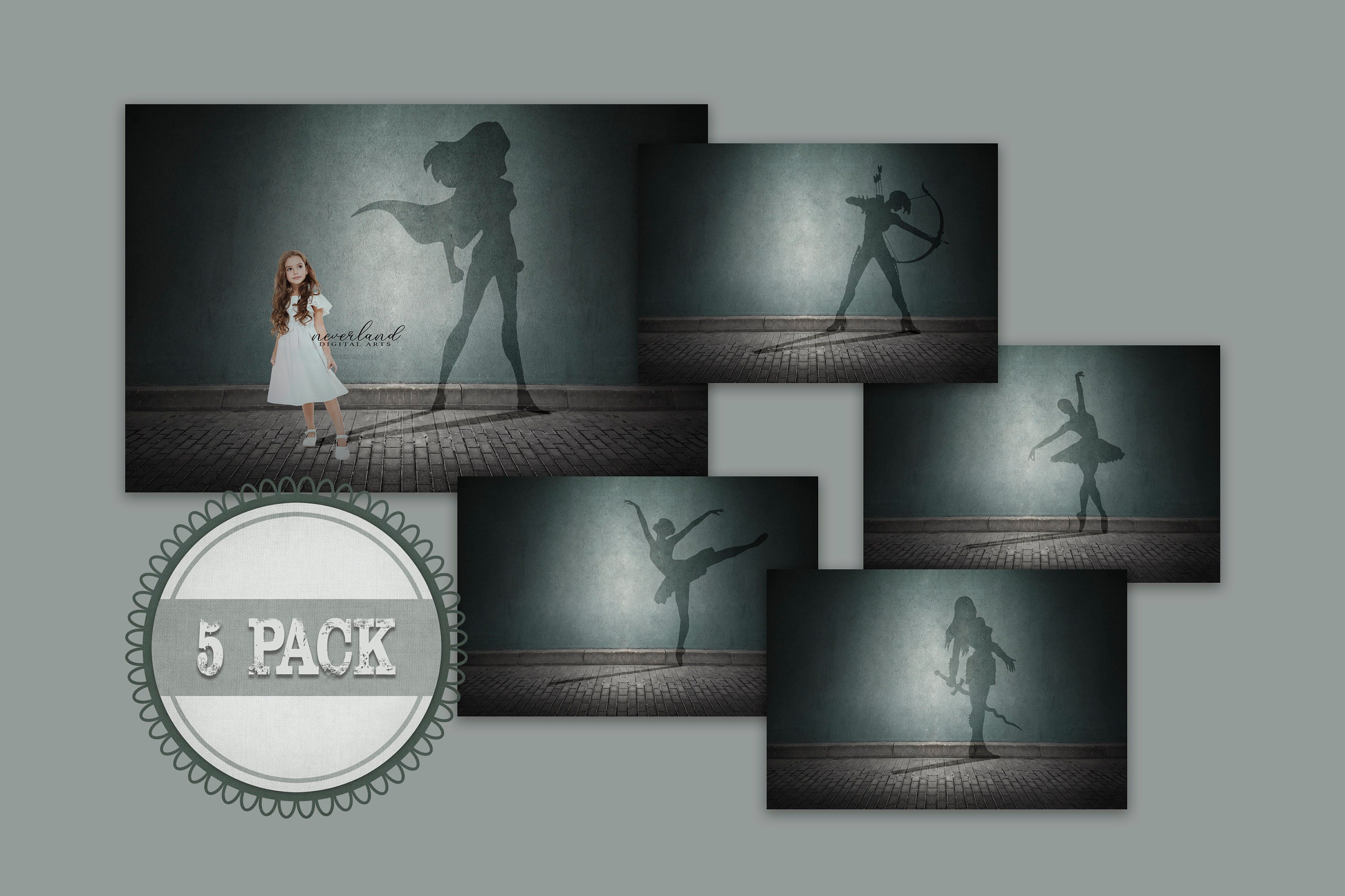 5 PACK Girl Power Shadows on A Concrete Wall Digital - Etsy