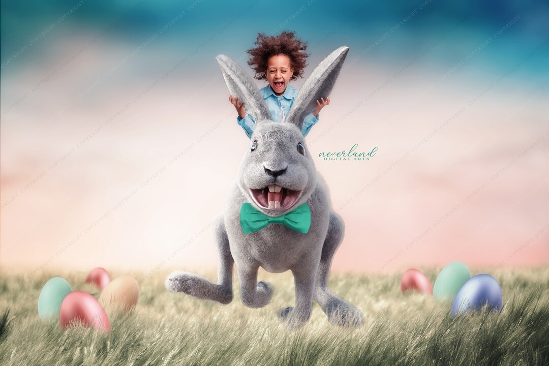 3-PACK Easter Bunny Running Digital Background for Photography ...