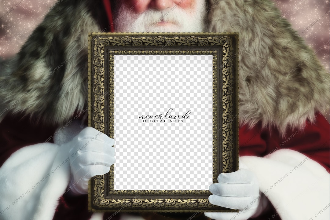 Santa Holding a Frame Overlay / PNG Transparent Snow Globe Christmas ...