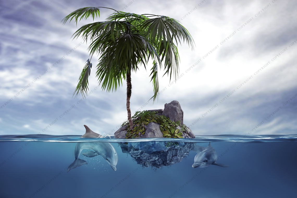 Castaway Island Digital Backdrop Download for Photographers / Mermaid ...