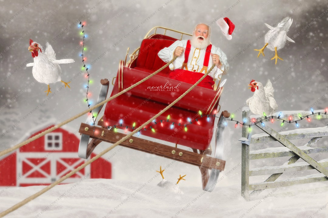 2 PACK Santas Sleigh Crash Landing Background for Photographers ...