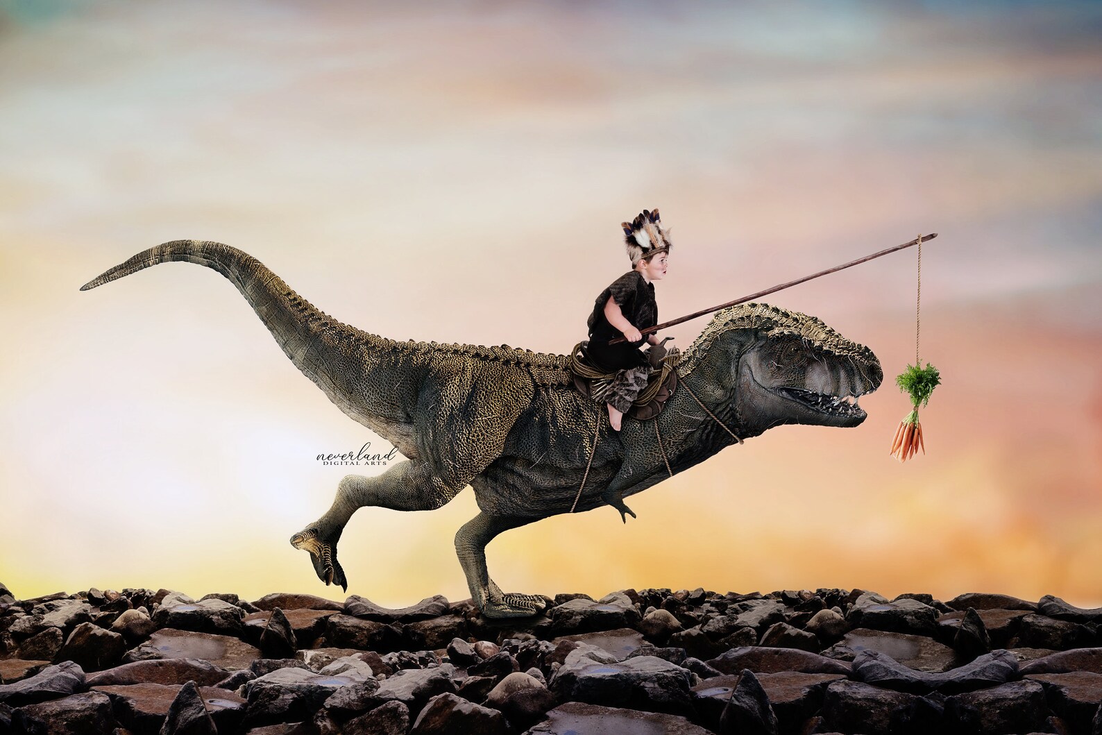 2 PACK T-rex Wearing a Saddle Chasing Bait / Tyrannosaurus - Etsy