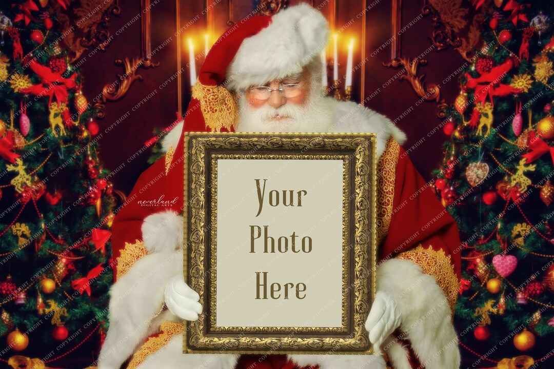Santa Holding A Blank Frame / Transparent PNG Christmas Background for ...