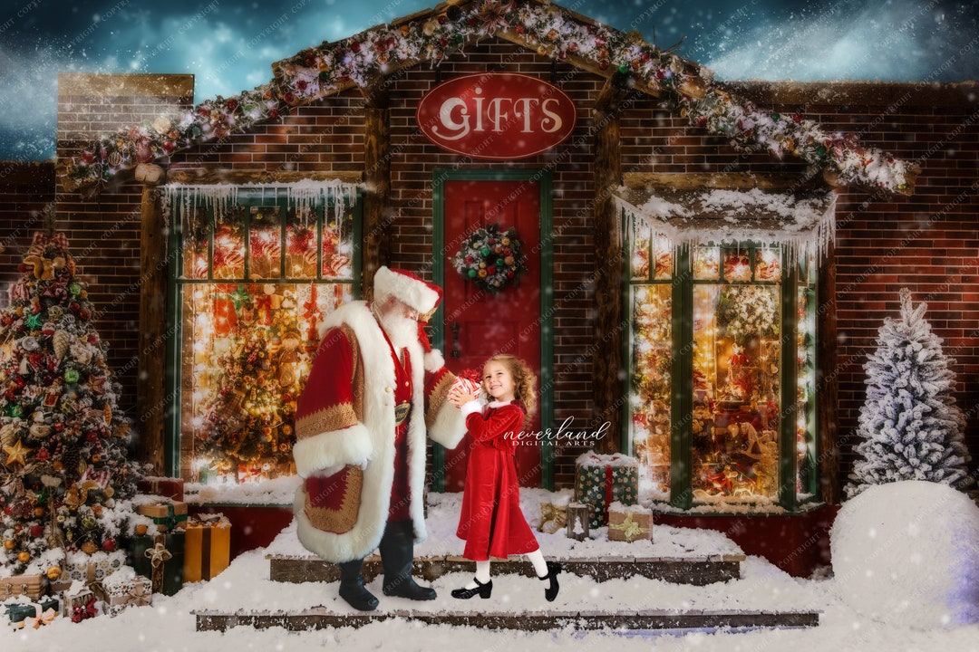 2 PACK Santas Gift Shop Background for Photography Composites ...