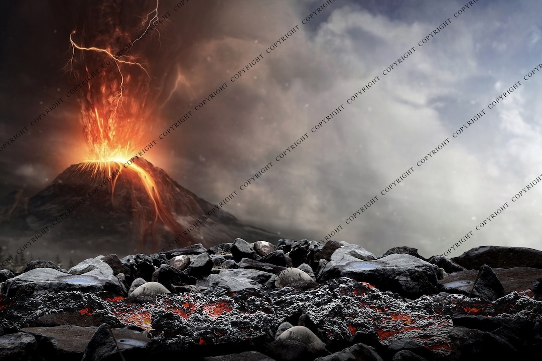 5 PACK Volcano Digital Backdrop / Magical Download / Pre-historic ...