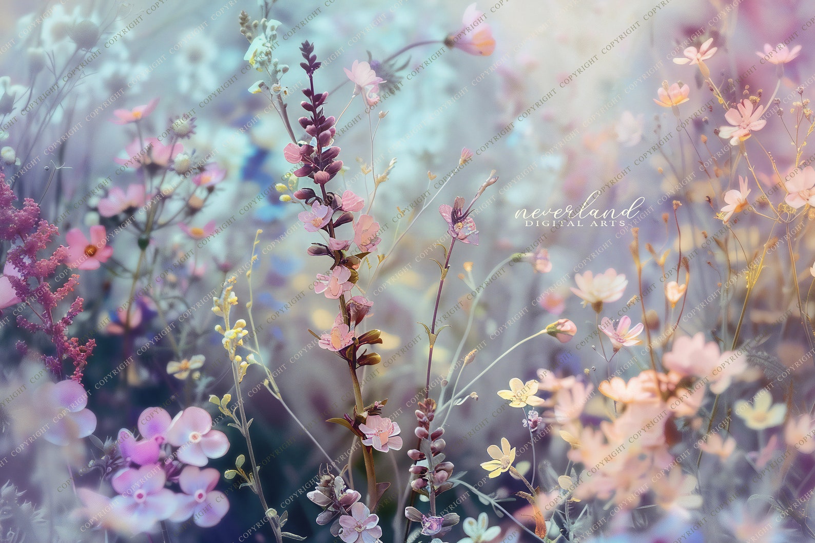 Pastel Floral Field Digital Background for Photography / Add Your Own ...