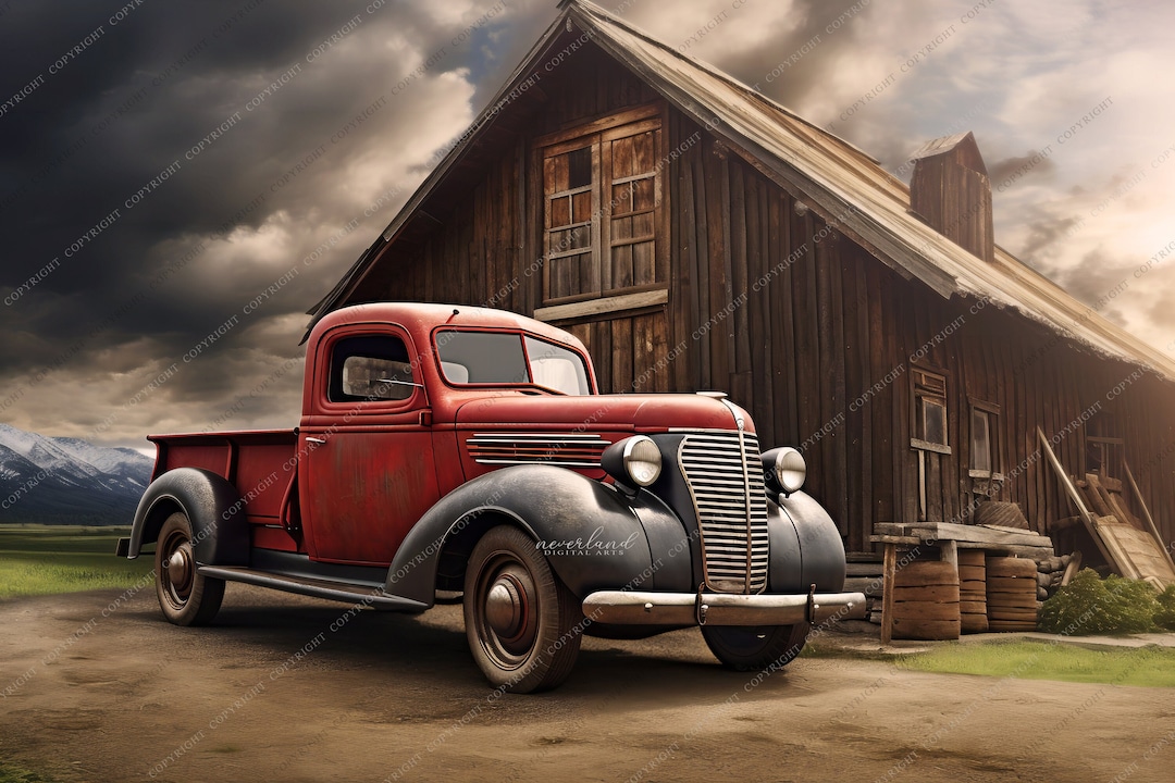 Old Farm Truck / Digital Background / Digital Backdrops for ...