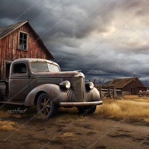 Old Farm Truck Digital Background / Digital Backdrops for Photographers ...