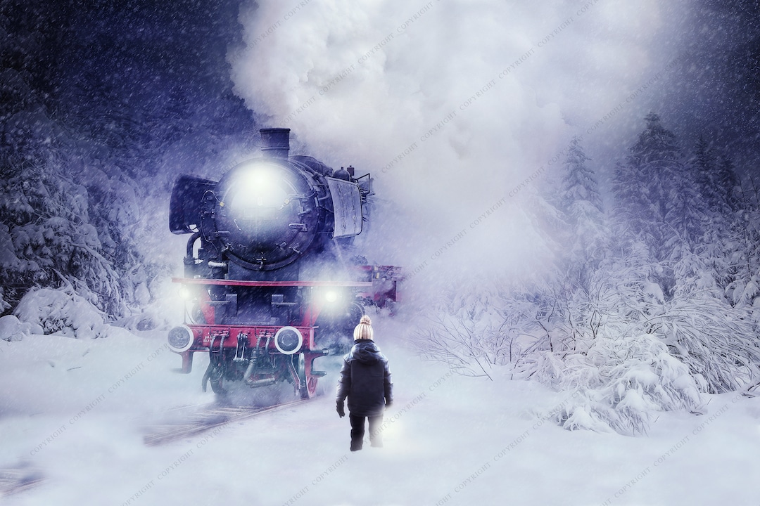 2 Pack Winter Train / Christmas Background for Compositions / Santa ...