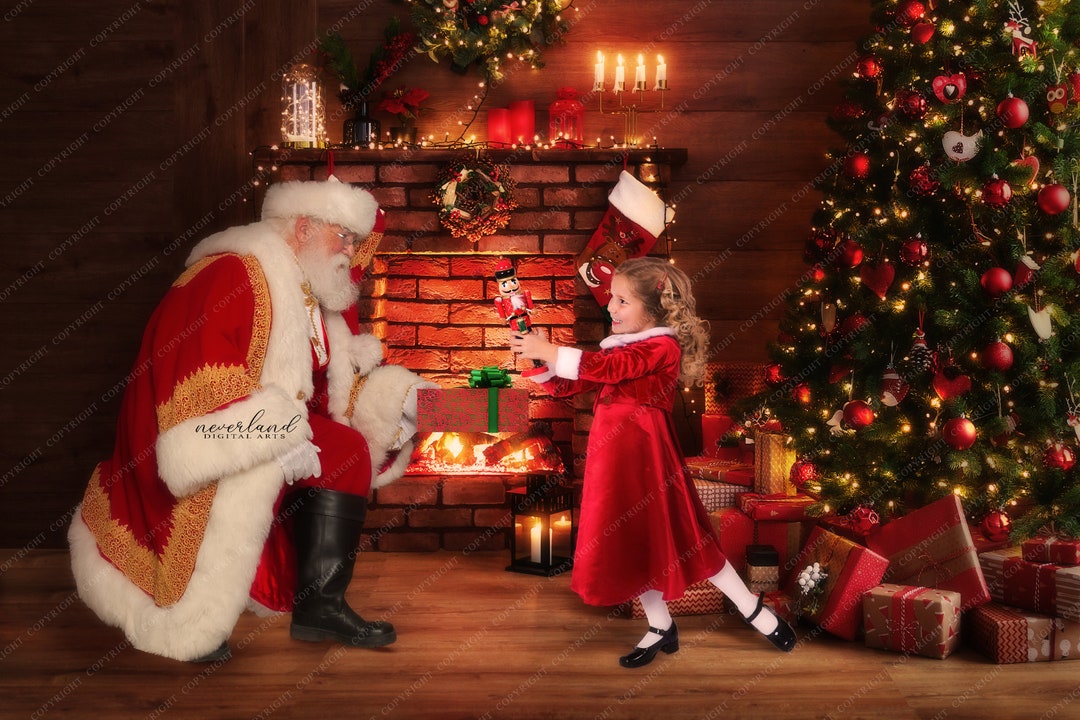 Santa Giving A Gift/ Digital Background for Photography / Composite ...