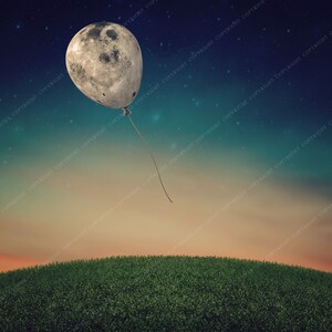 Moon Balloon Backdrop Background / Photography Backdrop / Digital ...