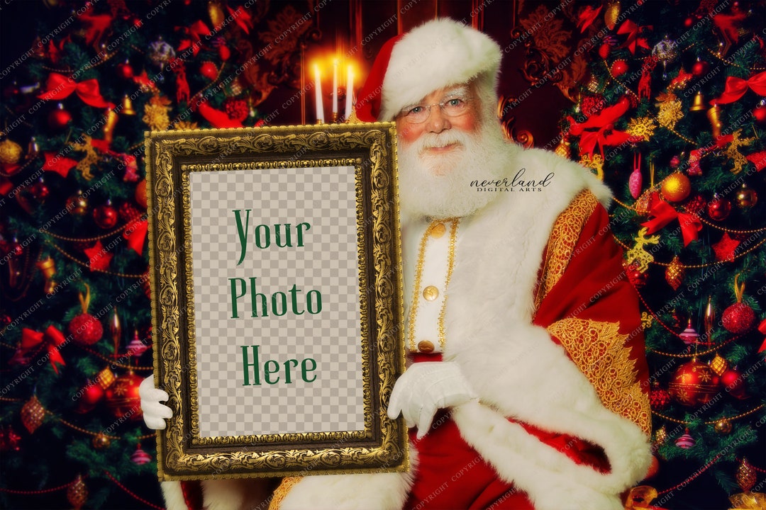 Santa Holding A Blank Frame / Transparent PNG Christmas Background for ...
