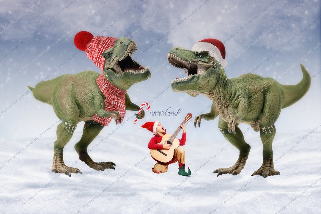 Dinosaur Christmas Carol Festive Winter Background for Photography ...