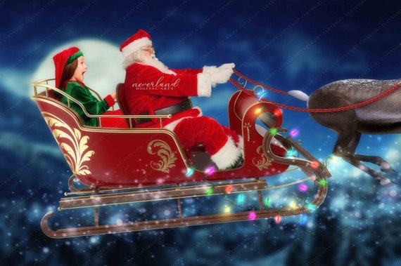 Santa Sleigh Flying Wallpaper