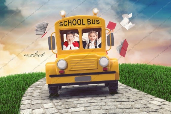 Back to School Bus Background / Composite Backdrop for - Etsy