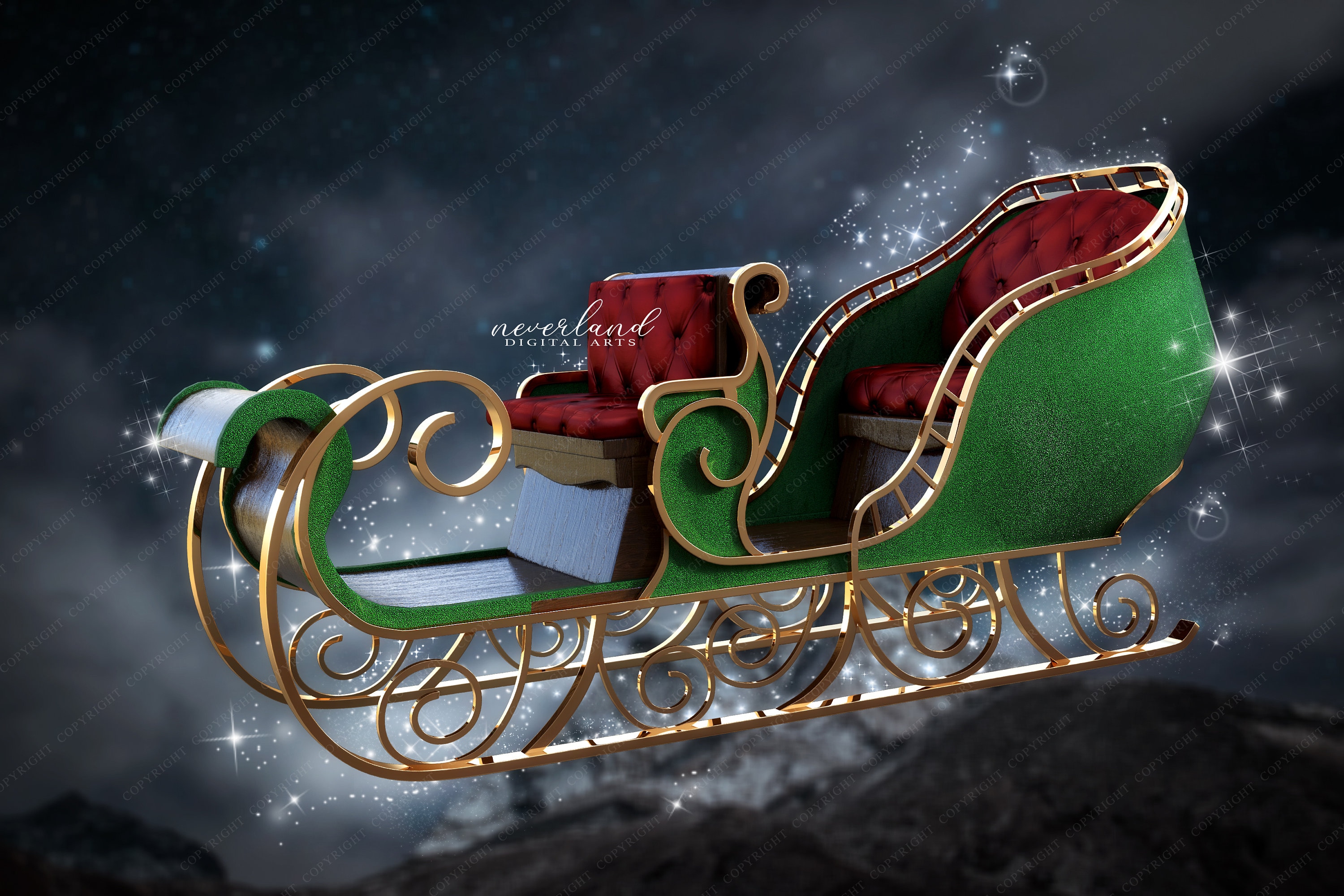 2 PACK Santa's Sleigh Background for Photographers / Christmas Backdrop ...