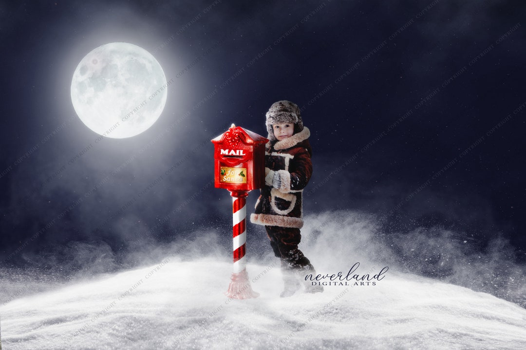 Santas Mailbox Christmas Background for Photographers / Festive Digital ...