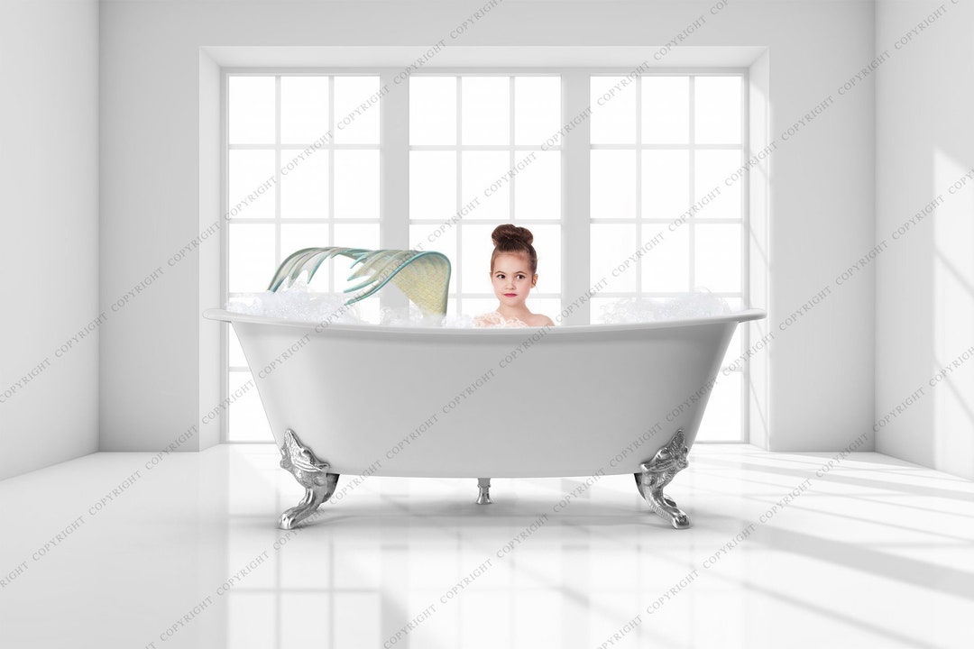 Mermaid in a Tub Background Backdrop | Digital Backgrounds & Overlays ...