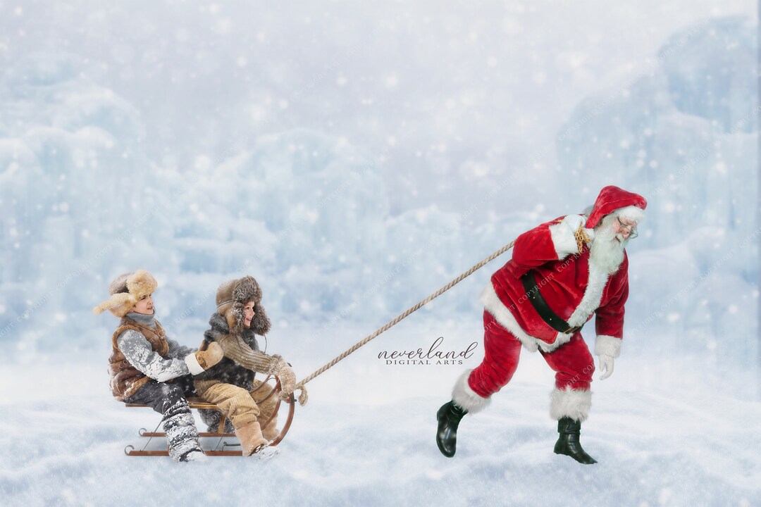 2 PACK Santa Pulling a Toboggan / Christmas Composites for ...