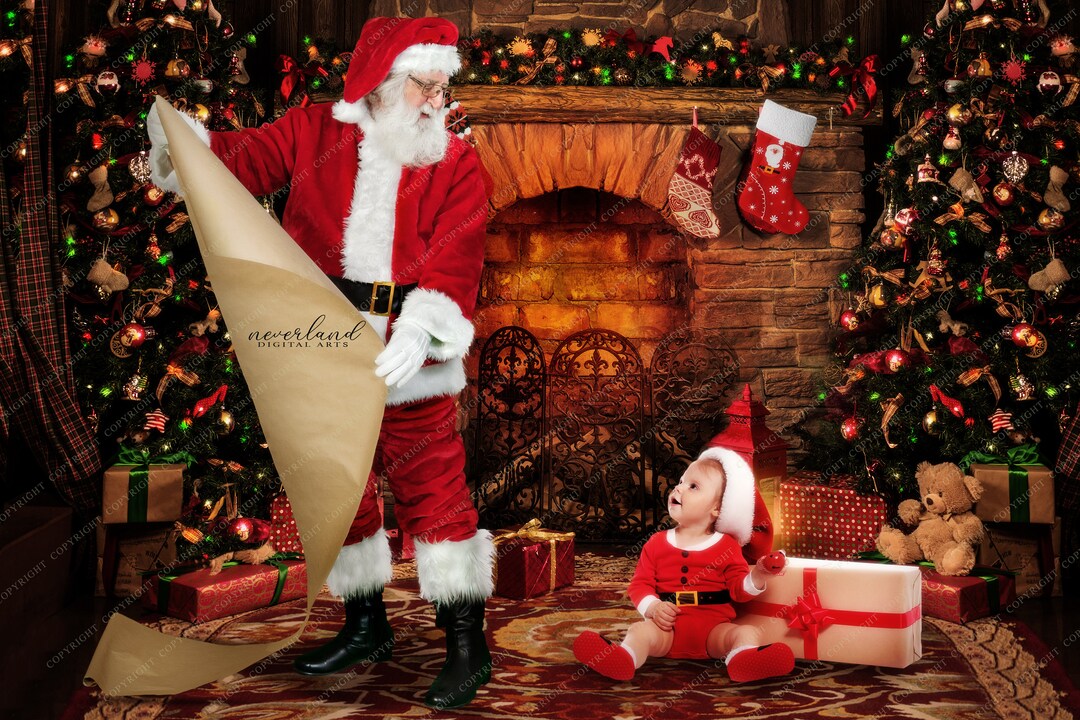 Santa Checking His List / Digital Background for Photography ...