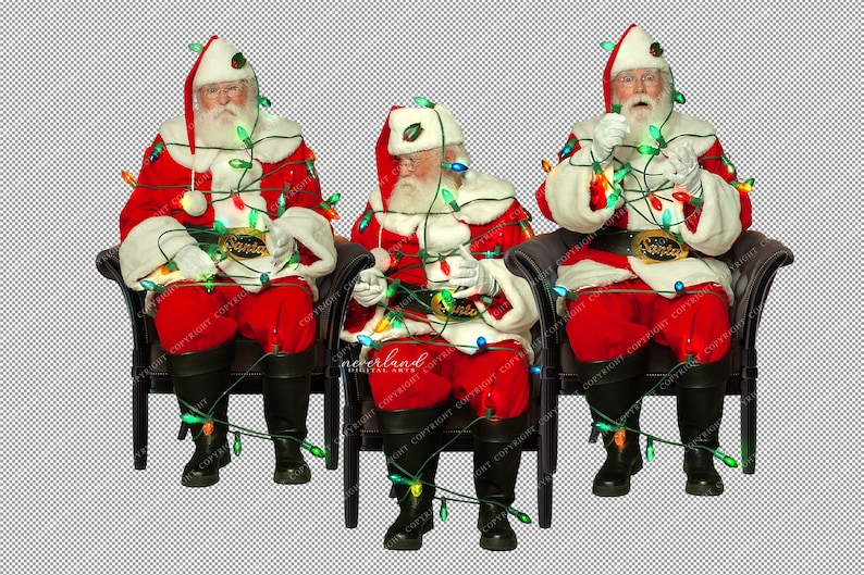 3 PACK Santa Overlay / PNG Transparent Christmas Background - Etsy