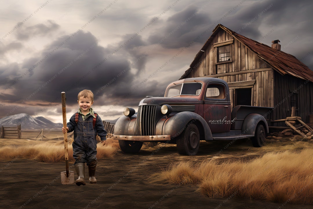 Old Farm Truck / Digital Background / Digital Backdrops for ...