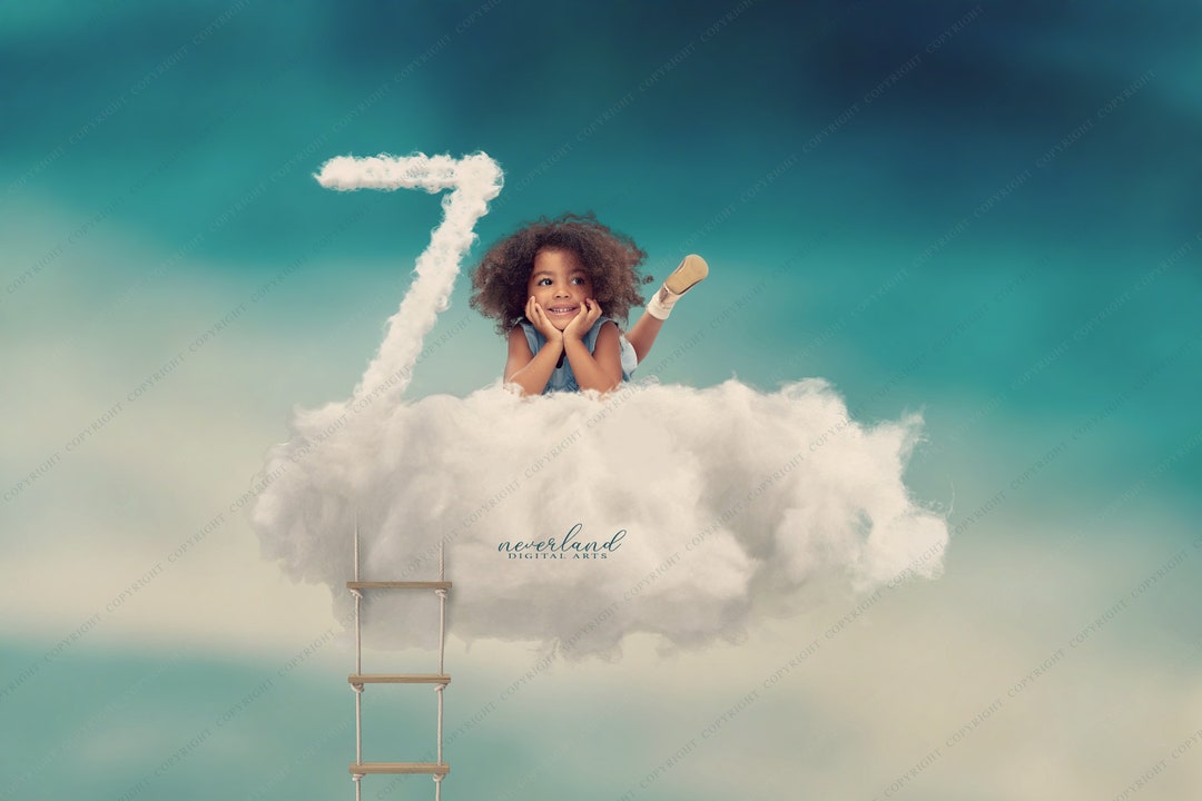 7th Birthday Cloud Background for Photography Compositions / Digital ...