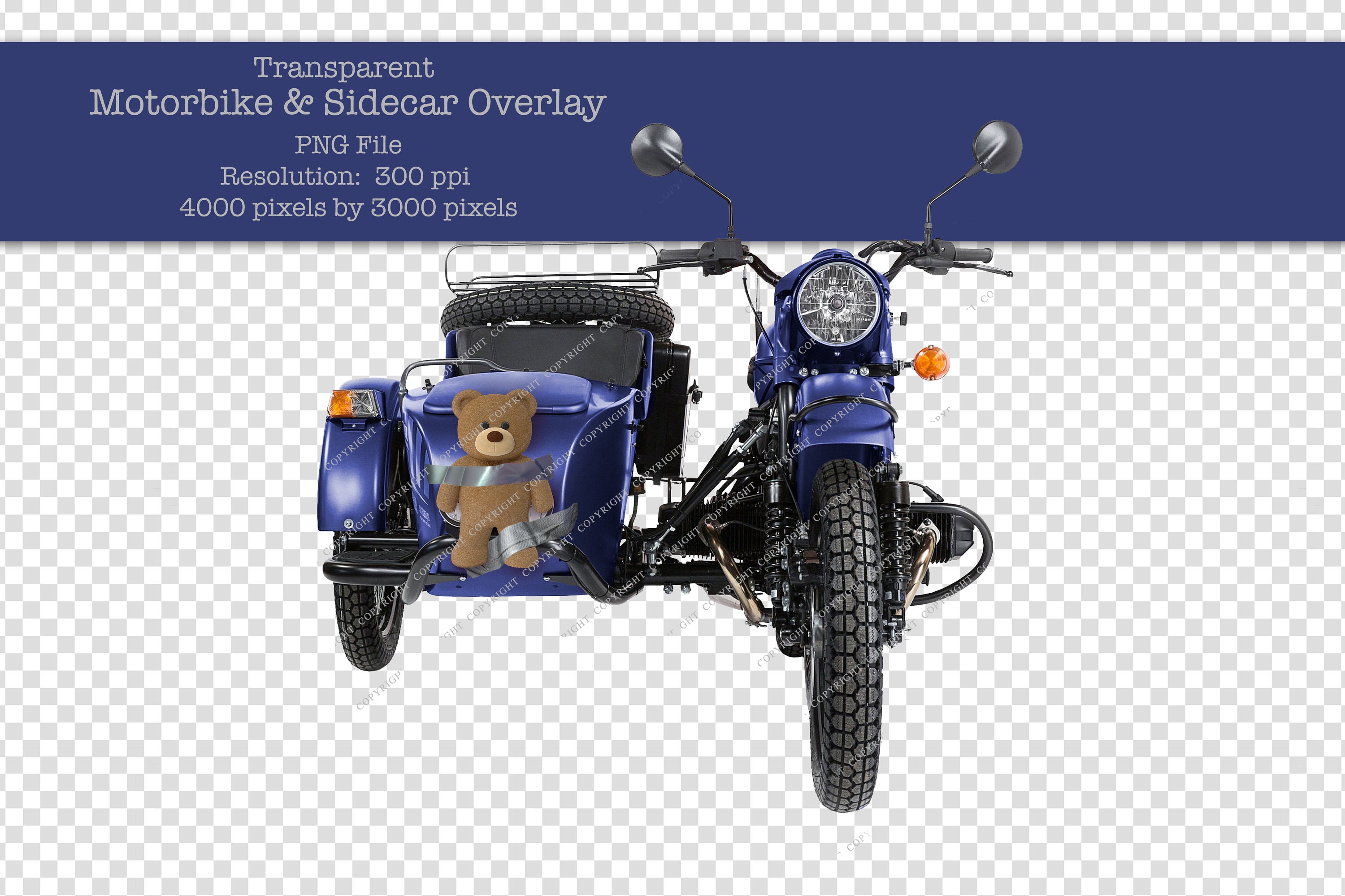 Sidecar Overlay 2 PACK Blue Motorbike & Sidecar / High | Etsy