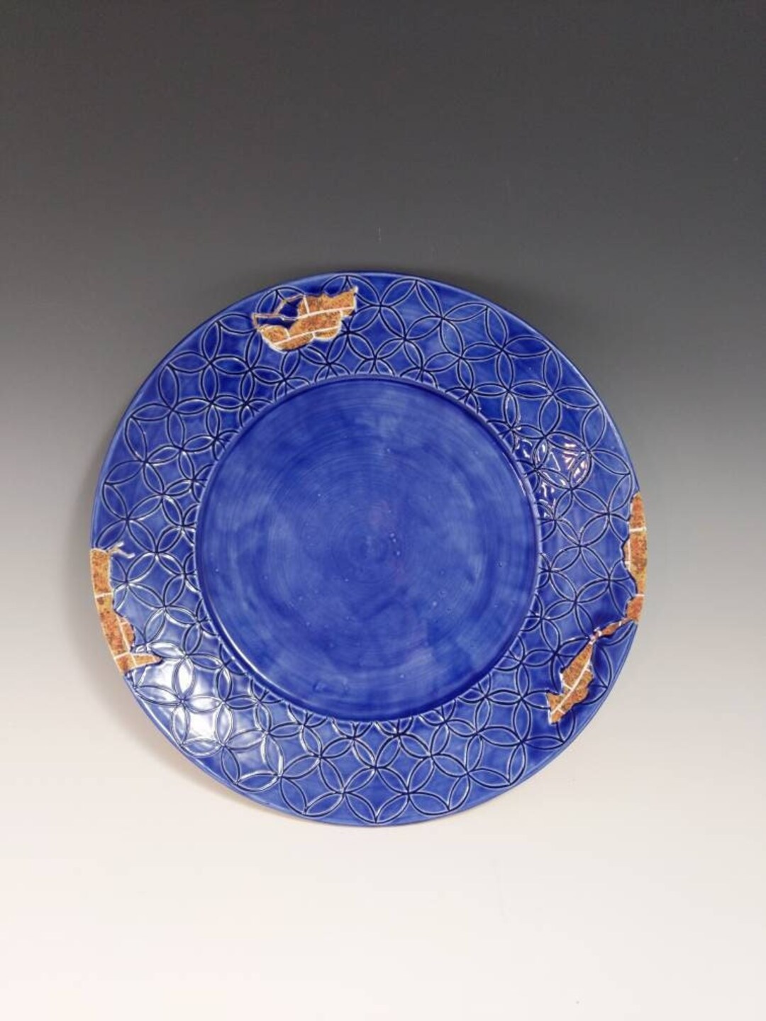 Cobalt and Brick Plate - Etsy