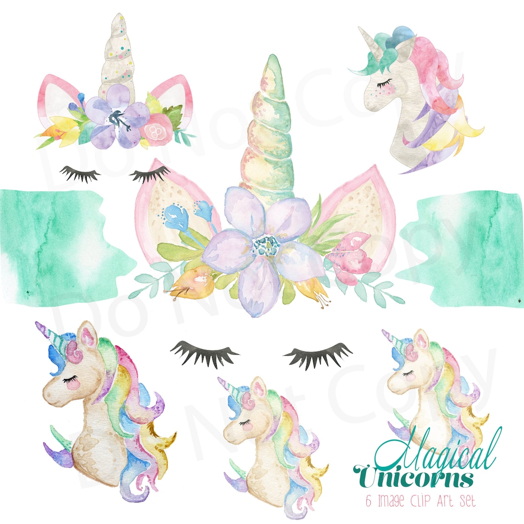 Magical Unicorn Clip Art Set - 6 PNG Images - Etsy