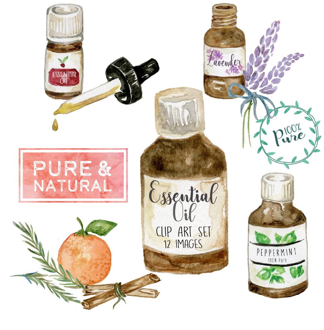 Essential Oil Clip Art Set - 12 PNG Images Included - Instant Download ...
