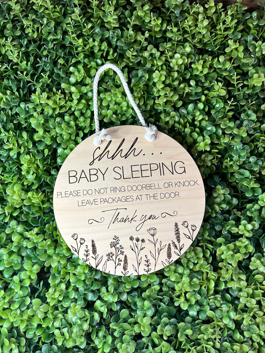 Shhh Baby Sleeping Door Sign - Please Do Not Ring Doorbell or Knock ...