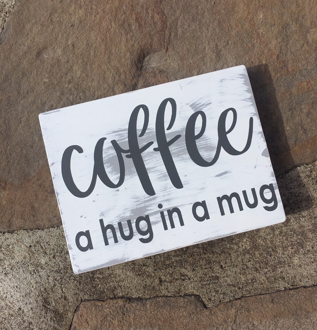 Coffee A Hug in A Mug Wooden Sign Framed Wooden Sign Farmhouse Decor ...