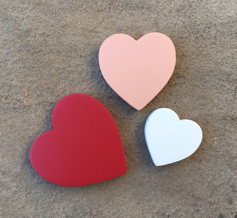 Valentine Heart Decor Red Pink and White Chunky Farmhouse | Etsy