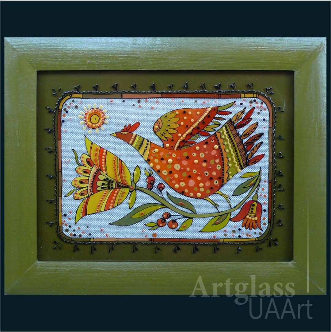Ukrainian Folk, Traditional Painting on Glass Hand Made Framed, Painted ...