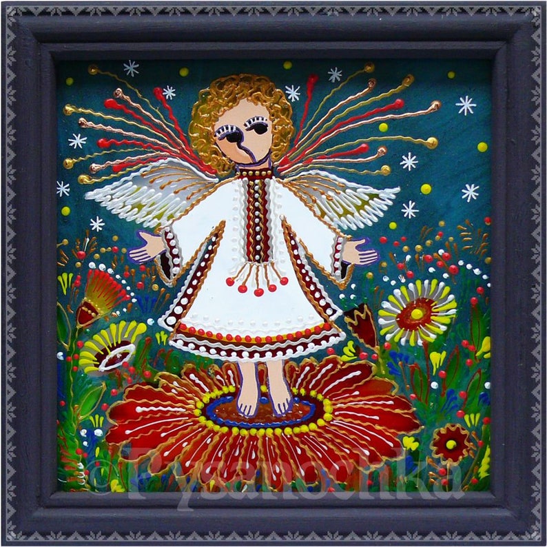 Ukrainian Folk Traditional Painting on Glass Hand Made - Etsy UK