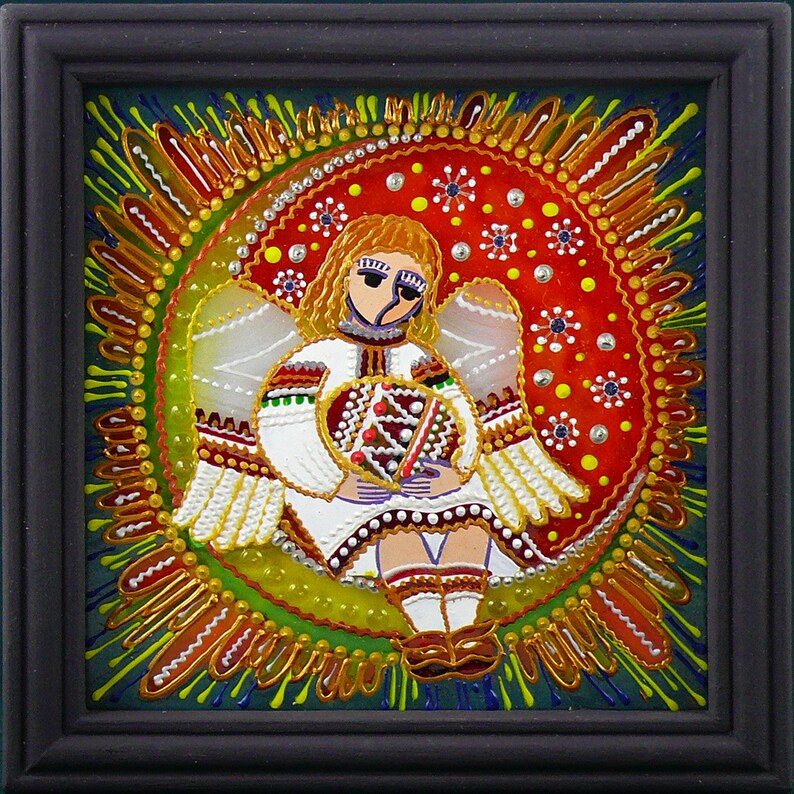 Ukrainian Folk, Traditional Painting on Glass Hand Made Framed, Painted ...