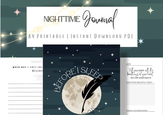 NIGHTTIME JOURNAL Printable Night Journal Prompts | Etsy