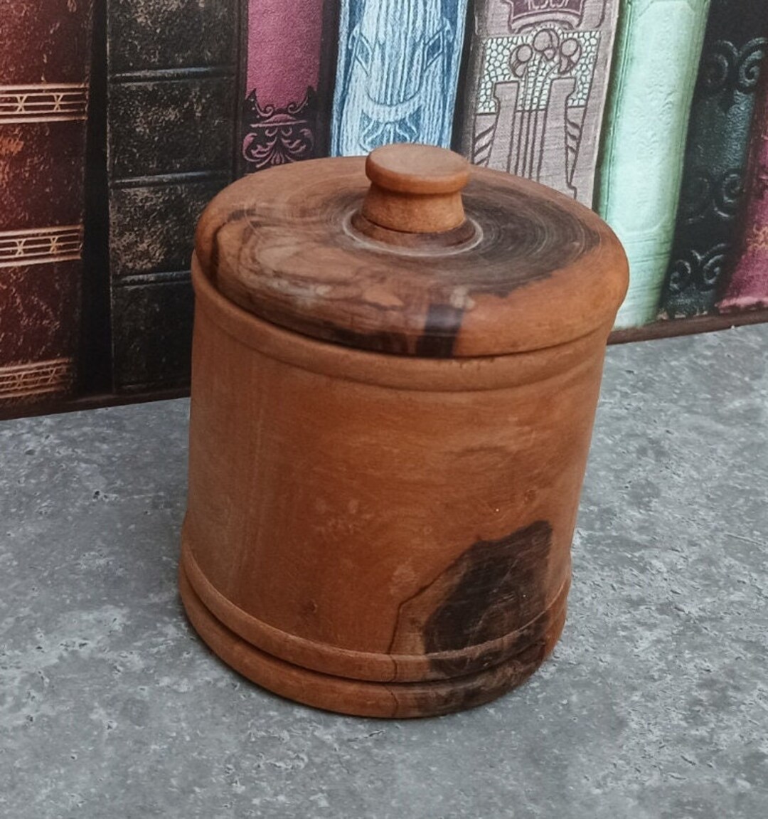 Vintage Turned Wooden Storage Jar Container - Etsy