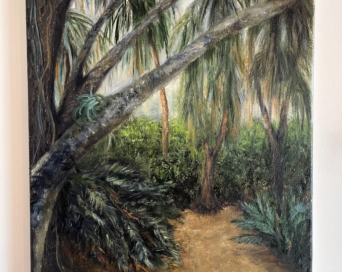 Oil Landscape Painting of South Florida Palms in Botanical Garden on ...