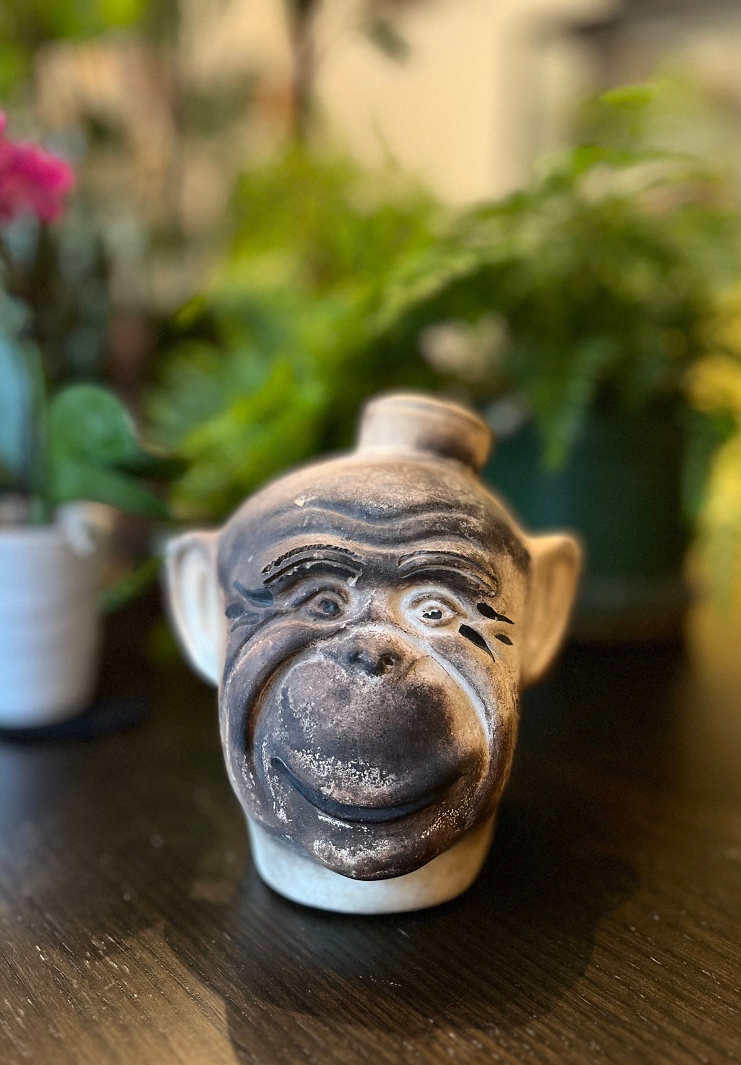 Rare Antique Folk Art Monkey Face Jug of White Clay or Bisque - Etsy