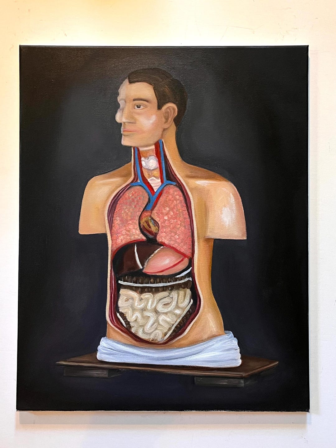 Original Oil Painting Oddity: Medical Male Torso and Internal Organs ...